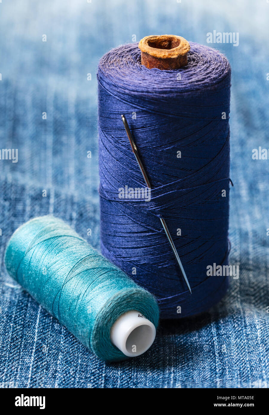blue threads on the background of a denim jacket Stock Photo - Alamy