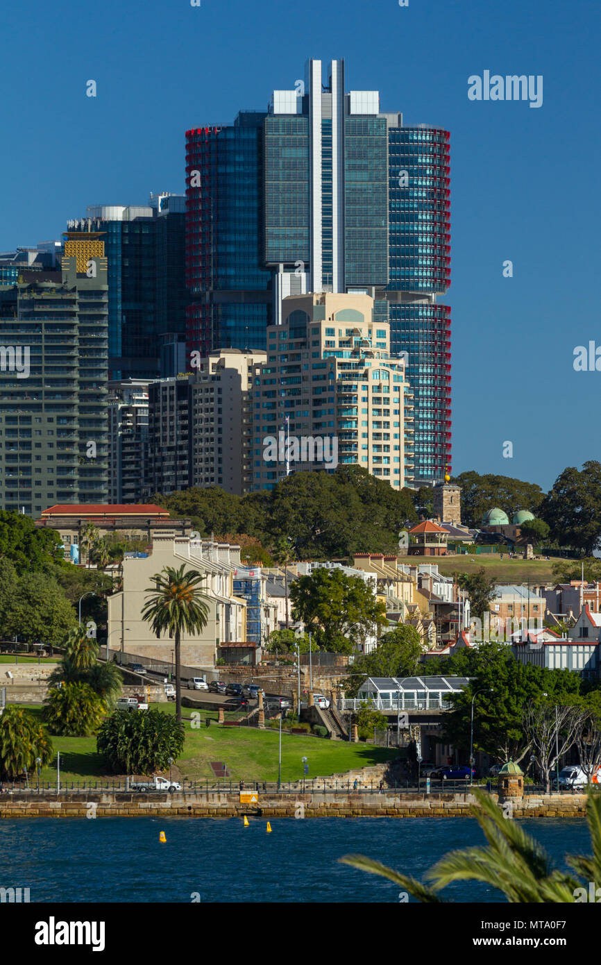 The historic Rocks district of Sydney, including Observatory Hill, seen ...