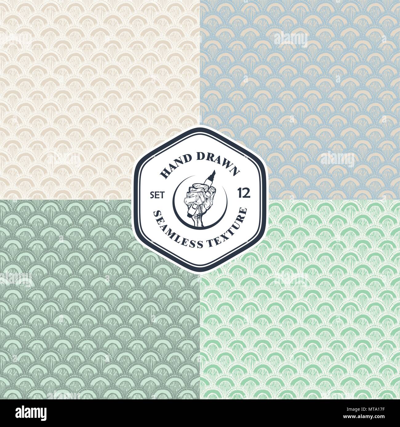 Hand drawn seamless texture set. Vector illustration Stock Vector Image ...