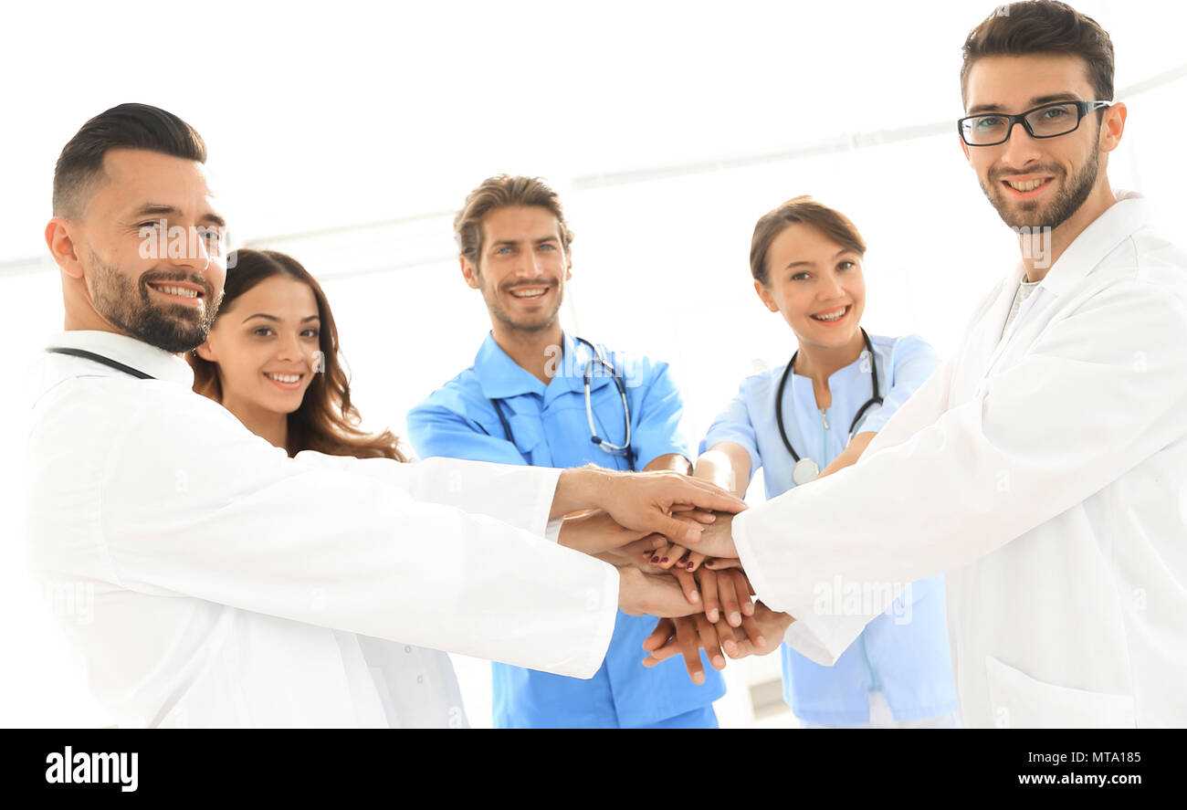 background image of a successful group of doctors on a white background ...