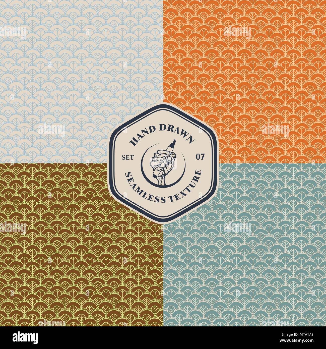 Hand drawn seamless texture set. Vector illustration Stock Vector Image ...