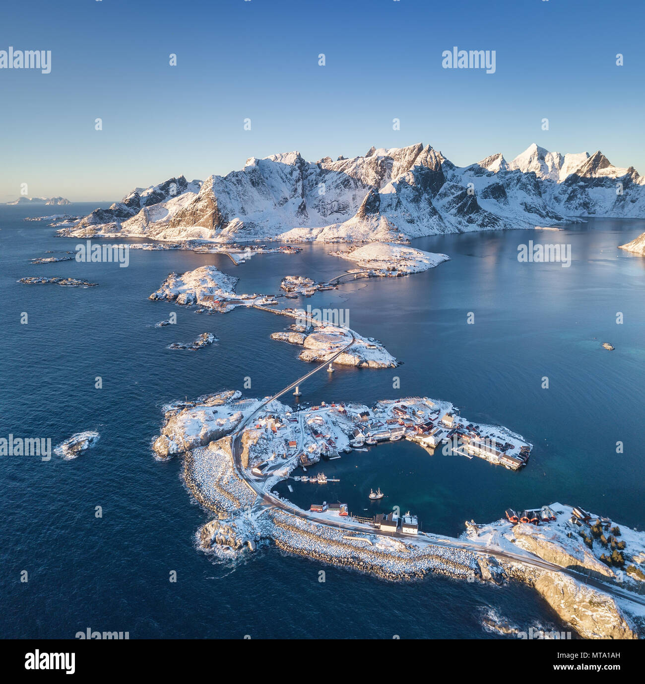 Aerial view on the Norway island. Beautiful natural landscape in the ...