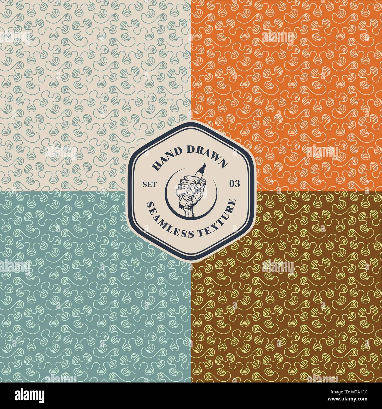 Hand drawn seamless texture set. Vector illustration Stock Vector Image ...