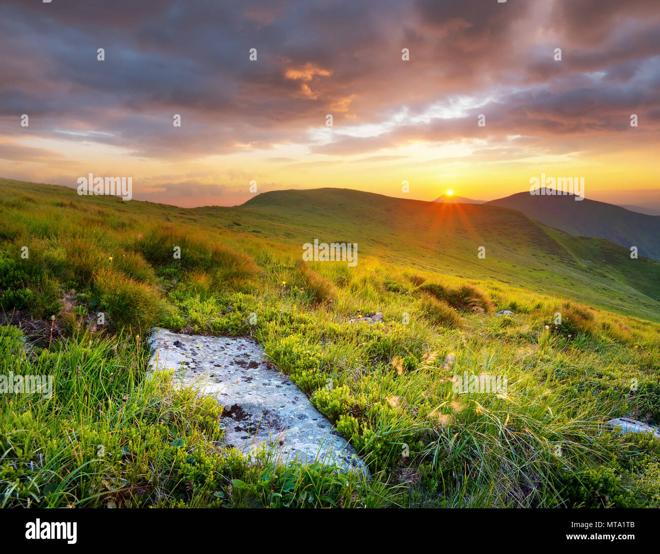 Mountains during sunset. Beautiful natural landscape in the summer time ...