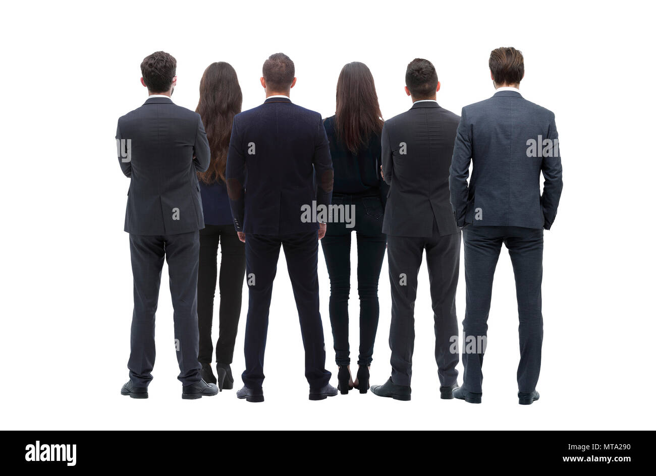 Back view group of business people. Rear view. Isolated over white ...