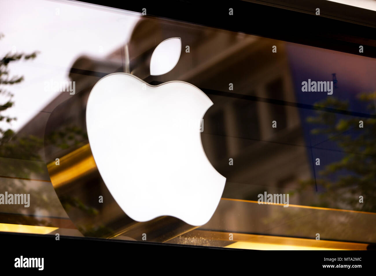 ZURICH, SWITZERLAND - MAY 17, 2018: Detail from Apple store in Zurich ...
