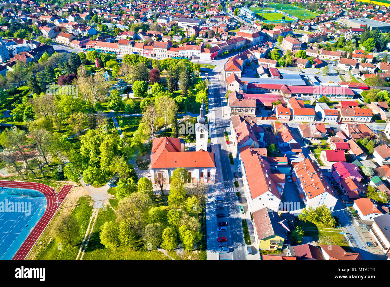 Town of Koprivnica aerial view, Podravina region of Croatia Stock Photo ...