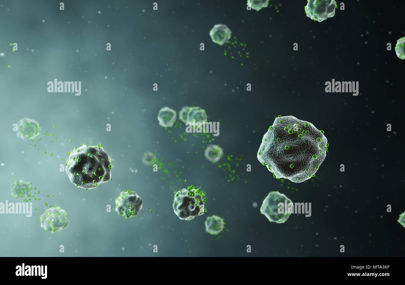 Abstract Illustration of bacteria - in green colors Stock Photo - Alamy