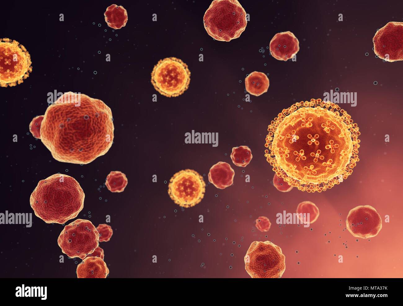 Abstract Illustration of bacteria - in red colors Stock Photo - Alamy