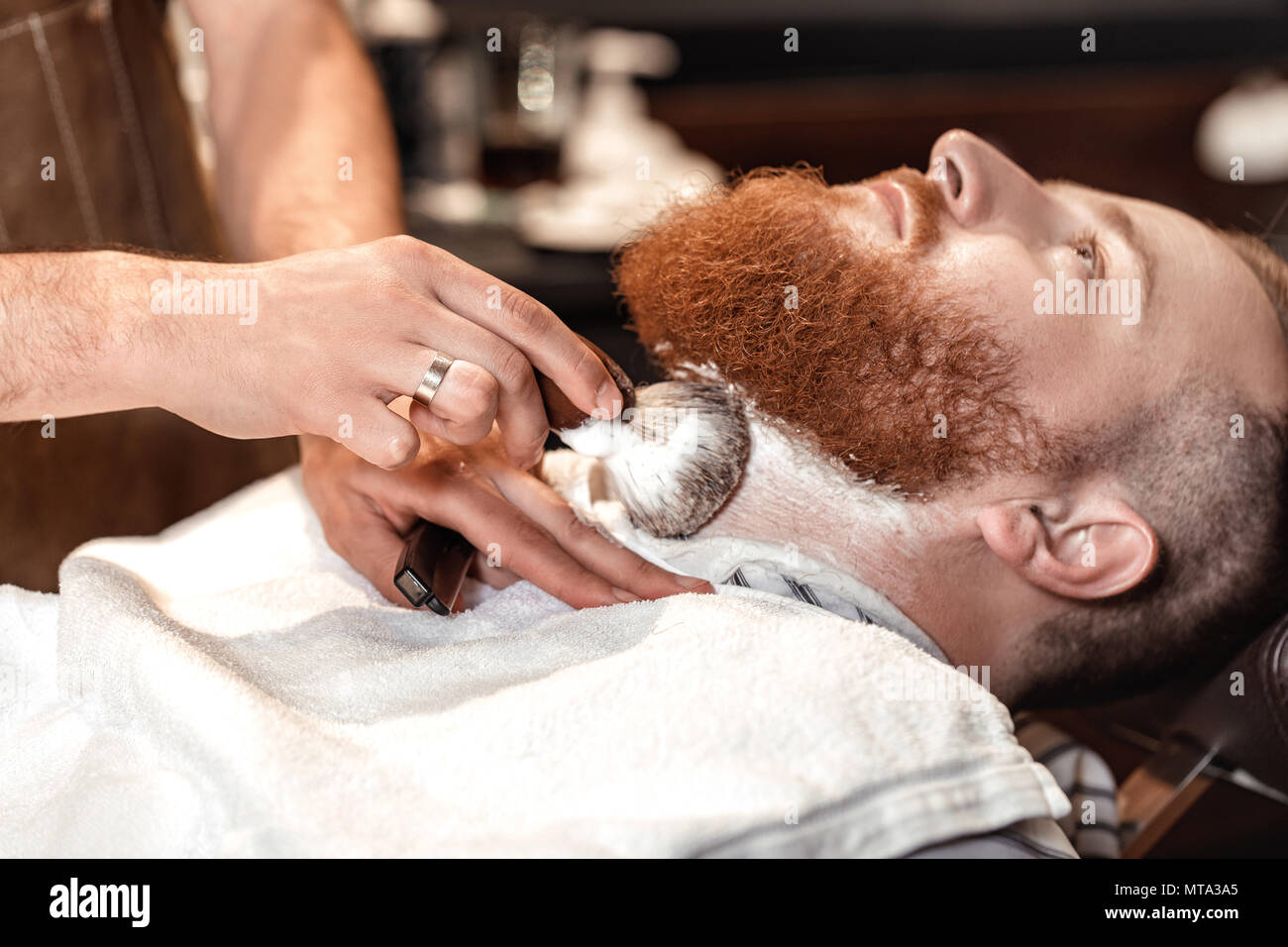 Retro shaving foam in barber hi-res stock photography and images - Alamy