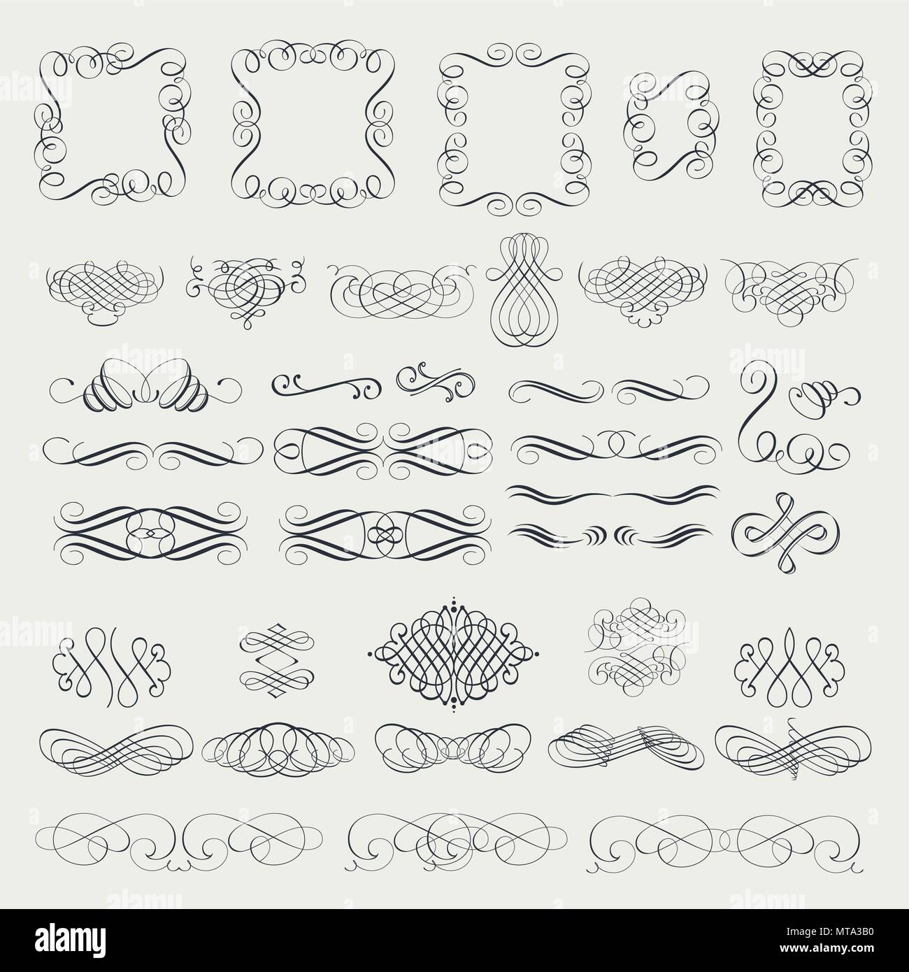 Set of decorative design elements and page decor. Collection of ...