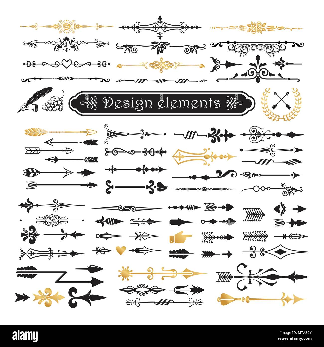 Vector set of calligraphic design elements and page decor Stock Vector ...