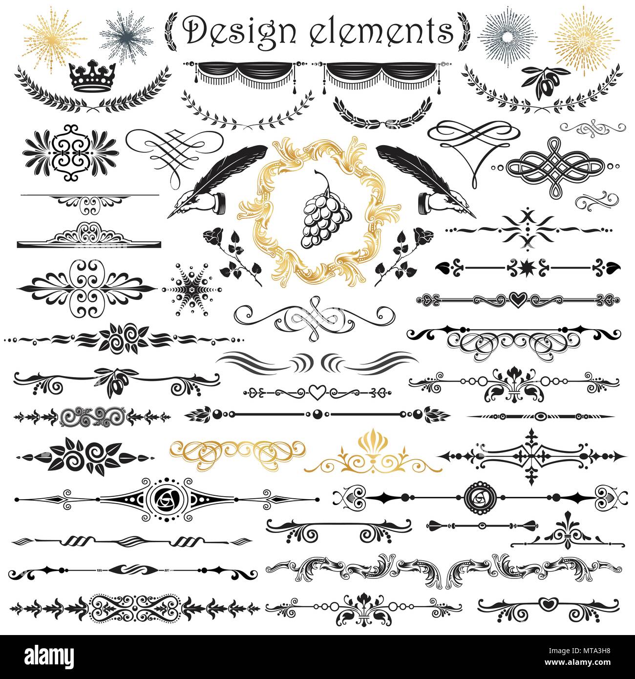 Vector set of calligraphic design elements and page decor Stock Vector ...