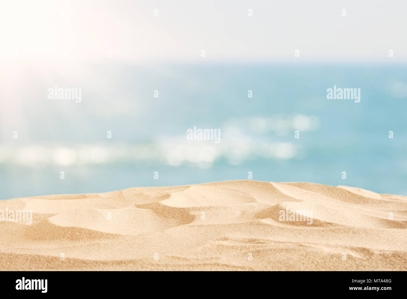 Empty sand beach in front of summer sea background with copy space ...