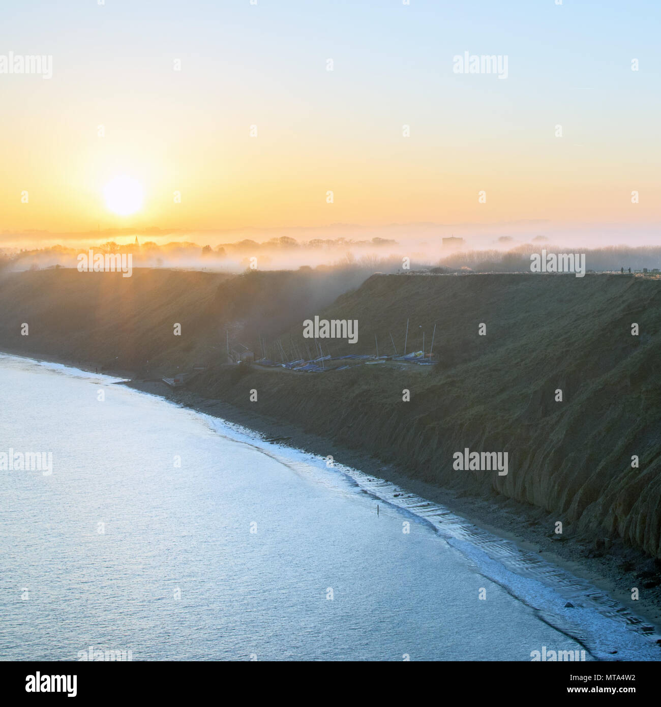Mist and Sunset, Filey, North Yorkshire UK Stock Photo - Alamy
