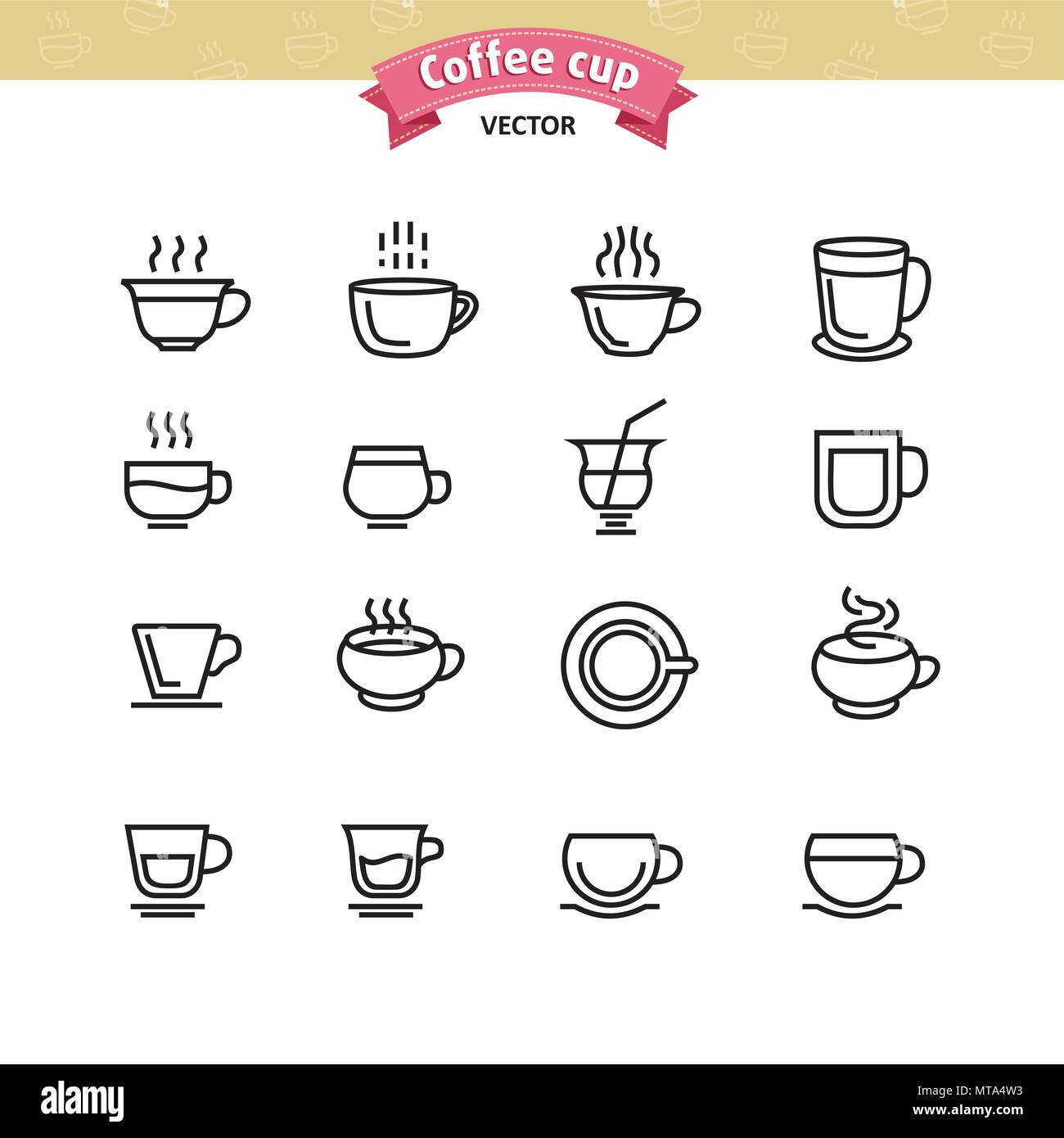 Coffee cup set. Tea cup. Vector icon collection Stock Vector Image ...