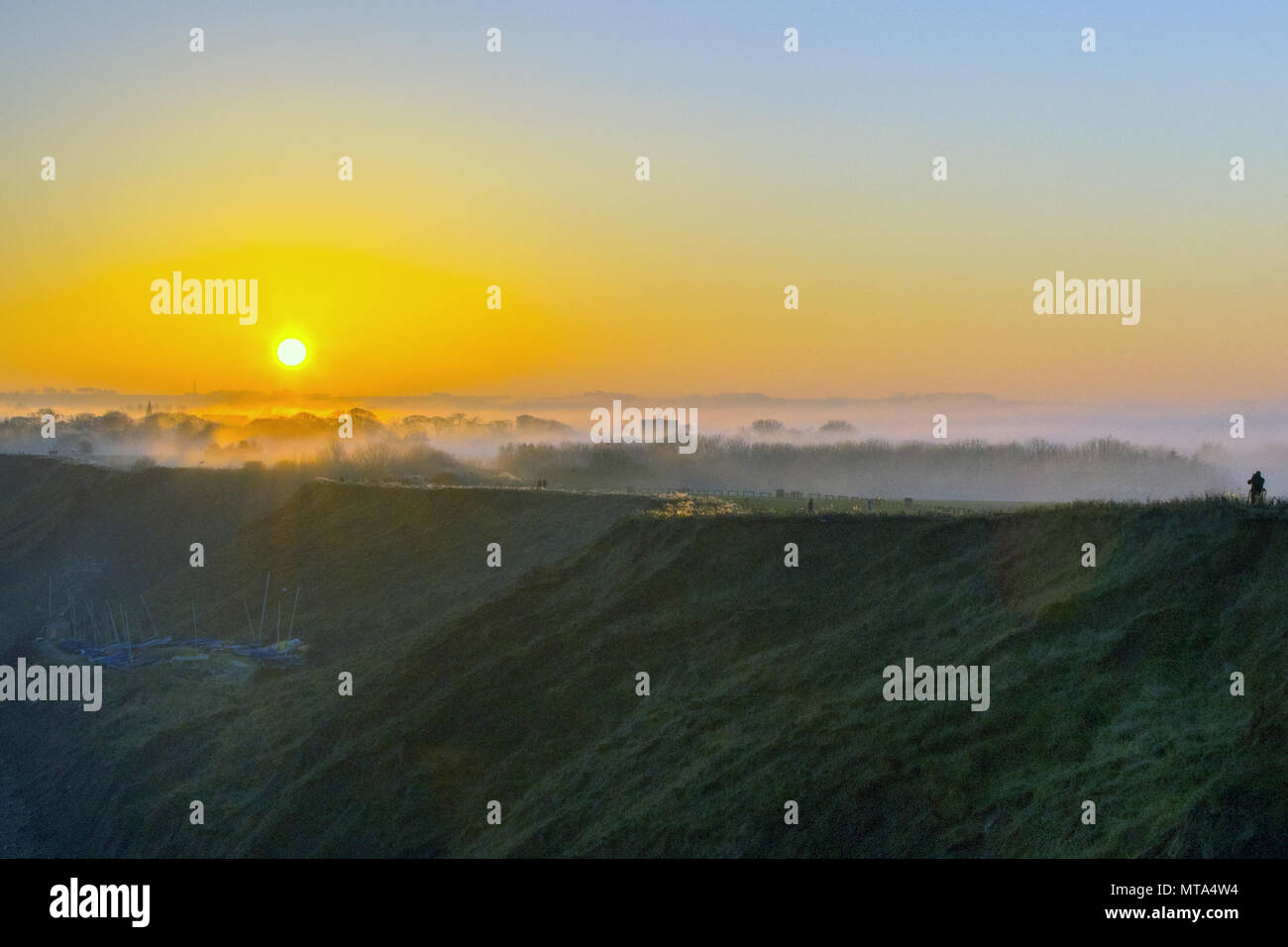 Mist and Sunset, Filey, North Yorkshire UK Stock Photo - Alamy