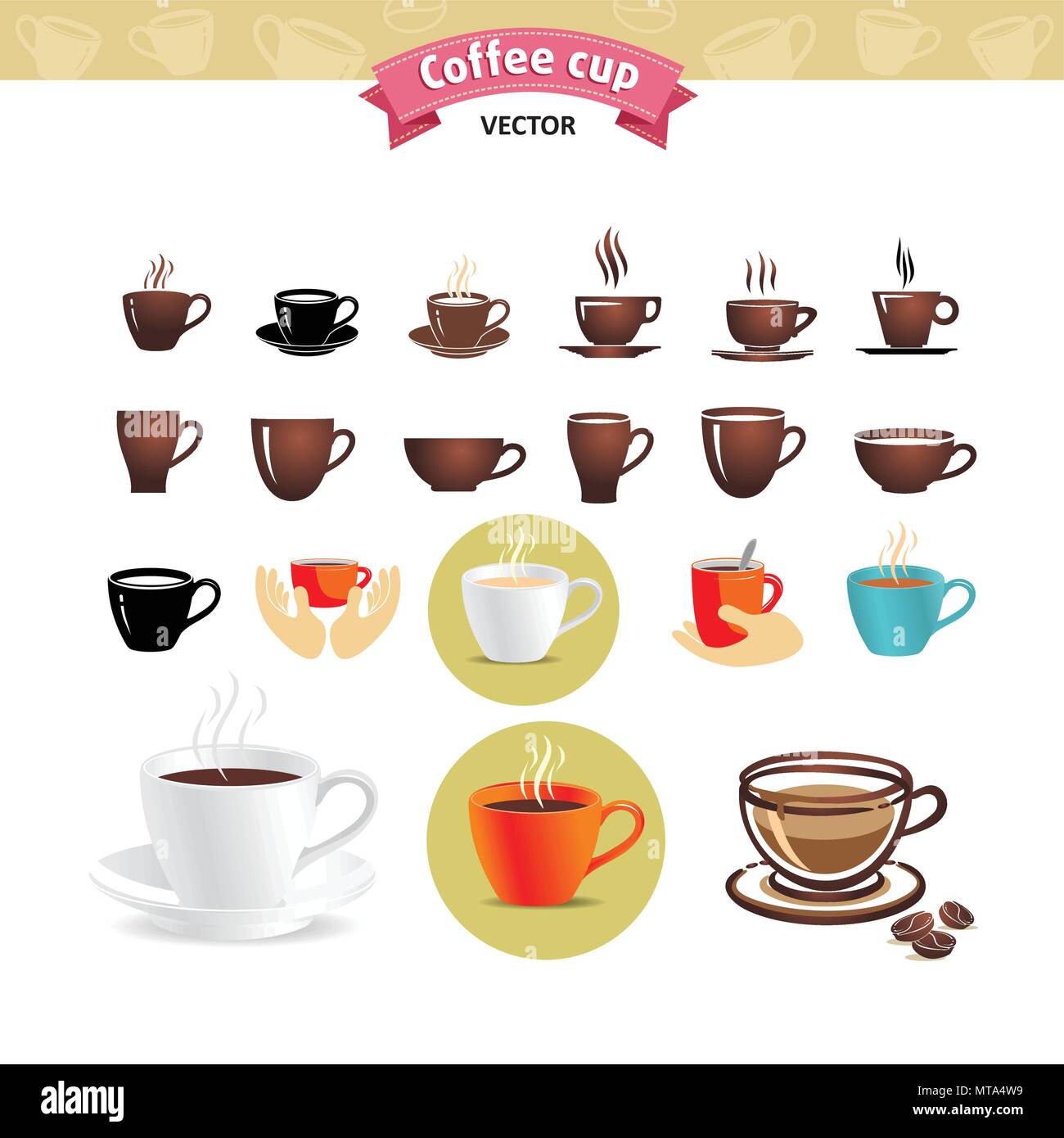 Coffee and tea cups symbols for fast food or restaurant design Stock ...