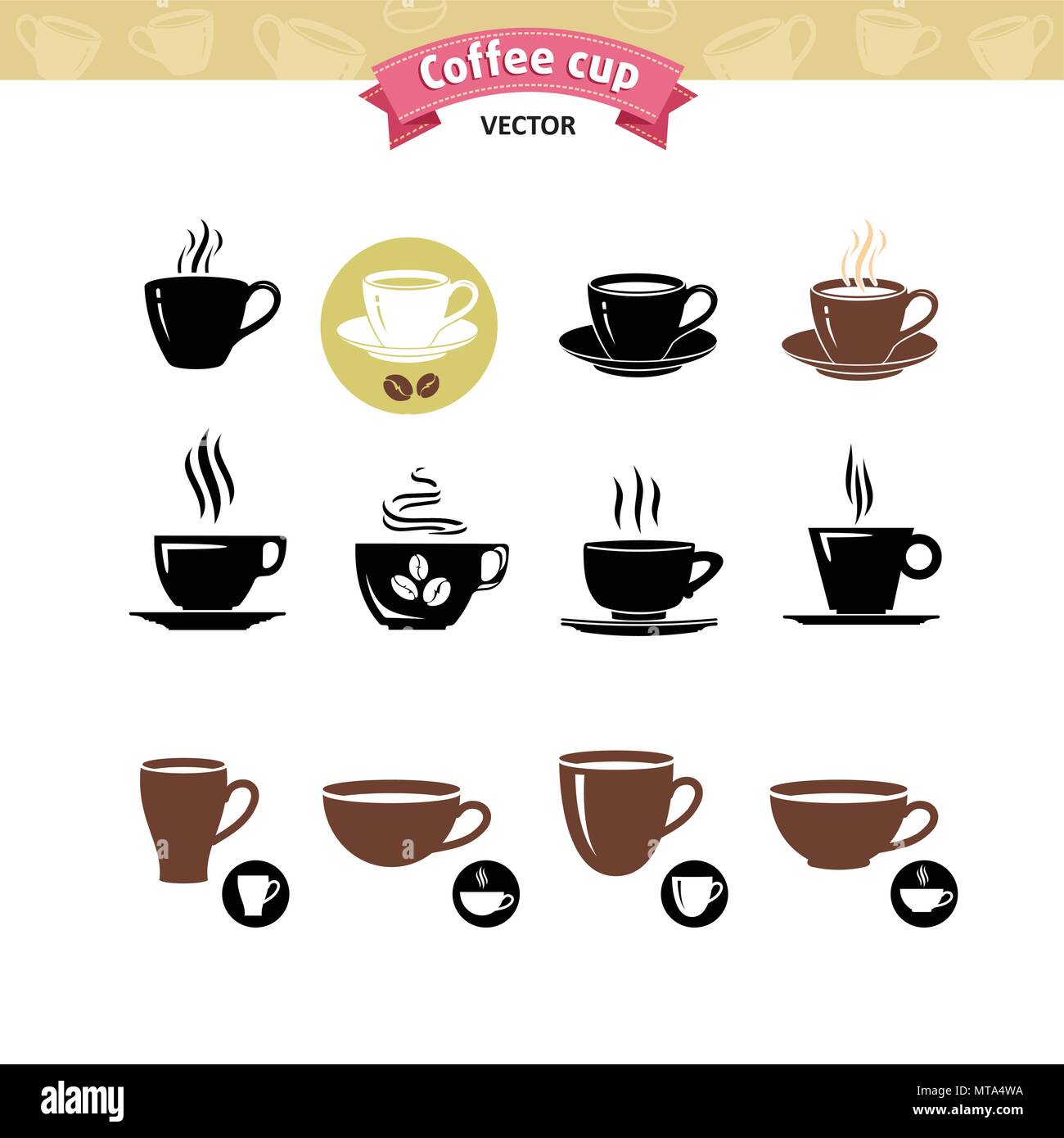 Coffee cup set. Tea cup. Vector icon collection Stock Vector Image ...