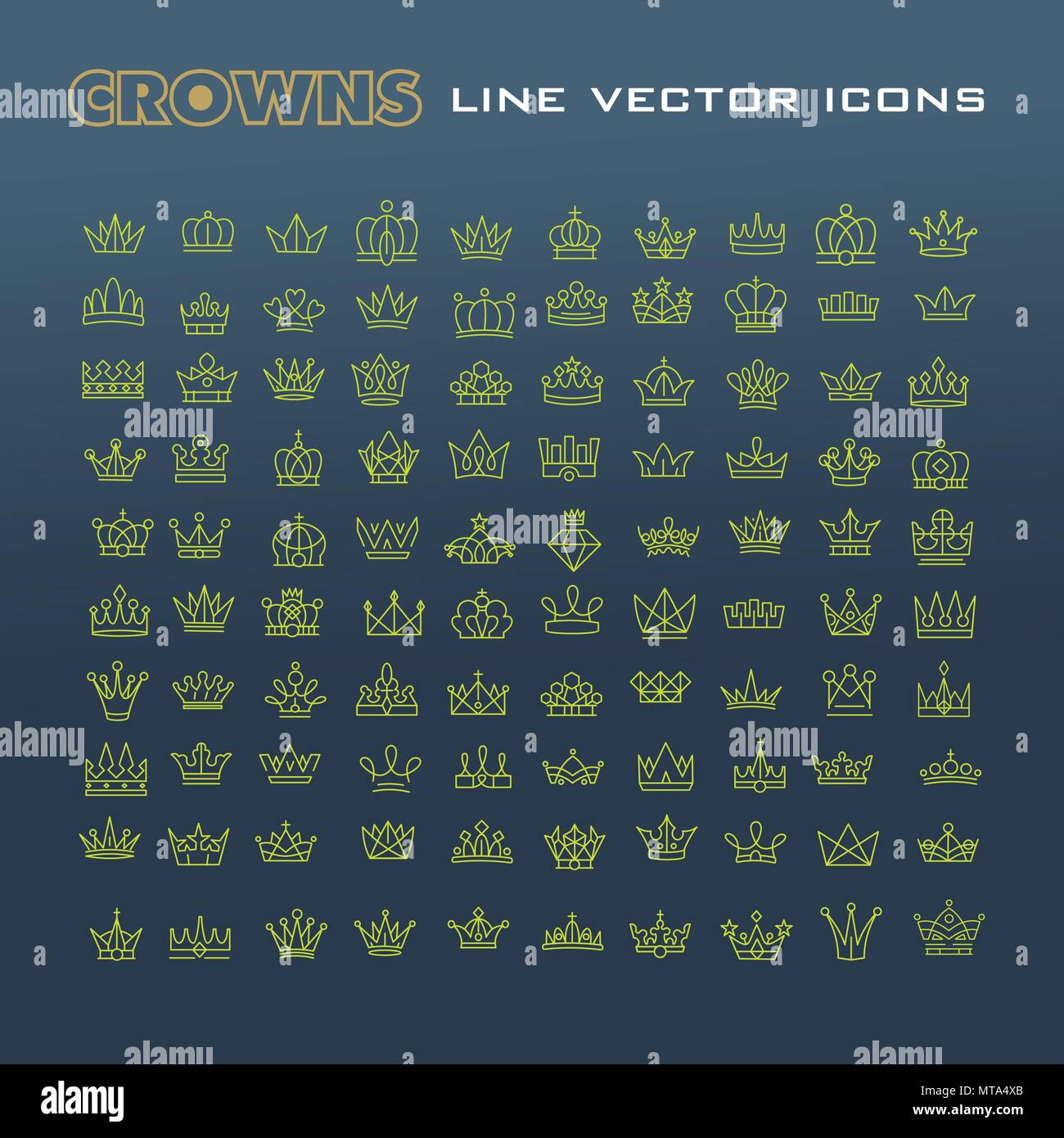 Vector heraldic elements design. Set of green line crowns Stock Vector ...
