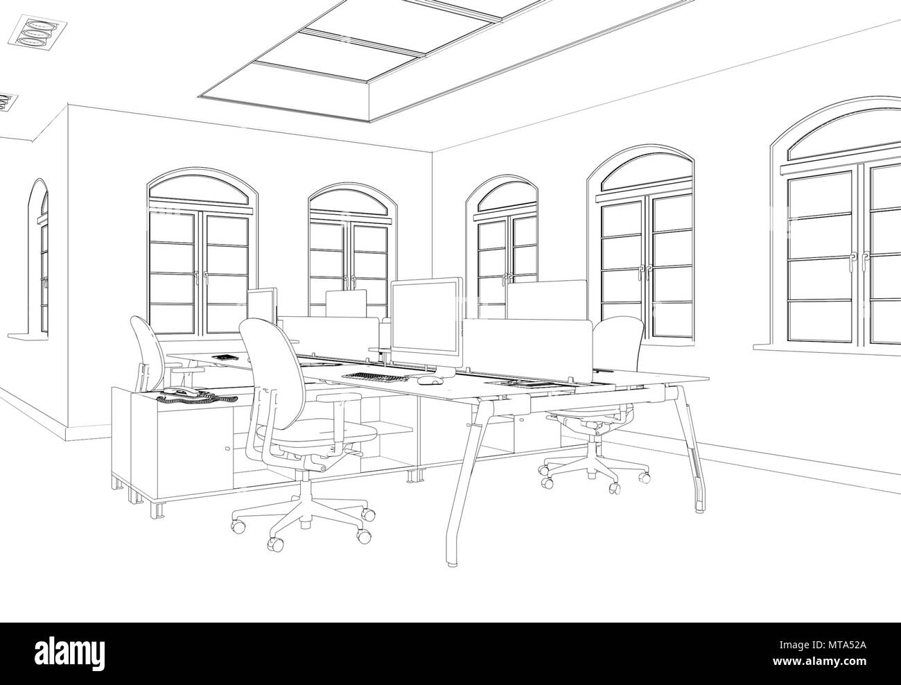 Interior Design Office Sketches