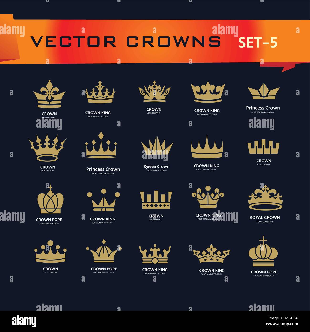 Vector collection of creative king, queen, princess, pope crowns ...