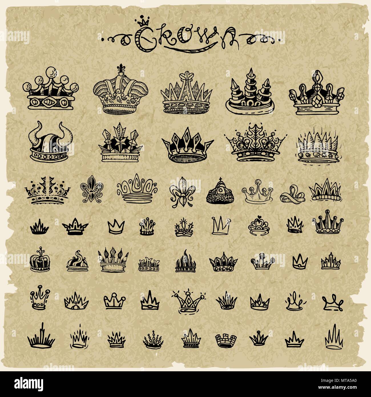 Vector heraldic elements design. Set of black vintage crowns Stock ...