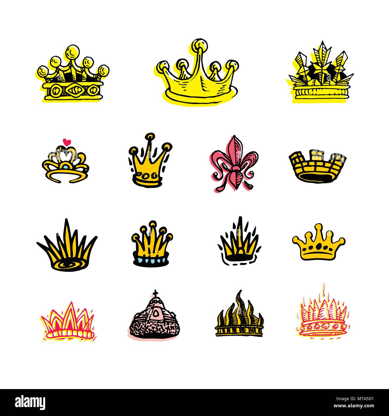 Set of silhouettes of stylized images of the crown Stock Vector Image ...