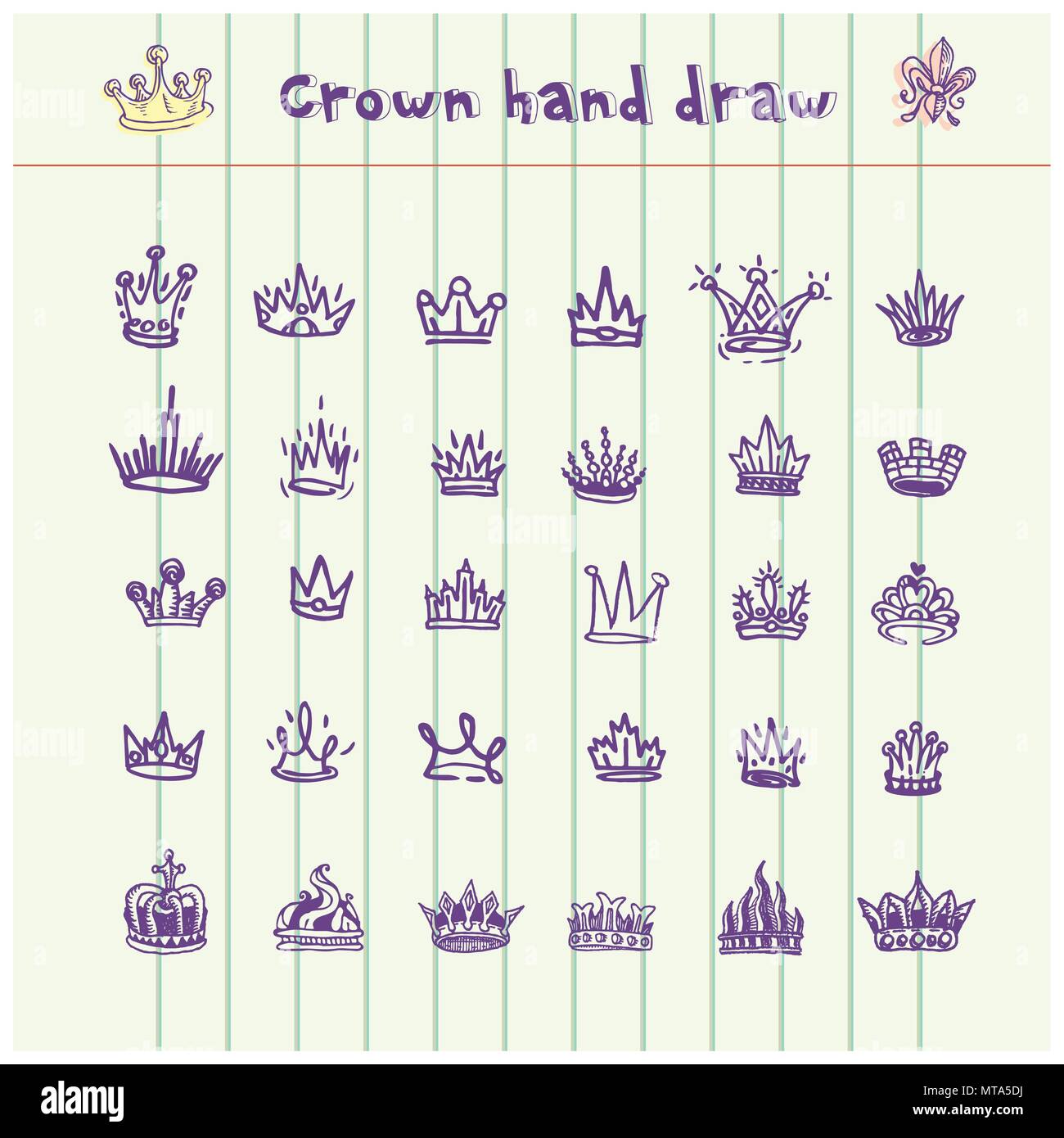 Hand drawn crowns collection. Ink sketch. Vector design elements Stock ...