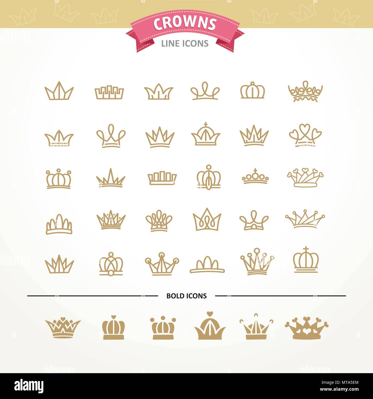Vector heraldic elements design. Set of golden crowns Stock Vector ...