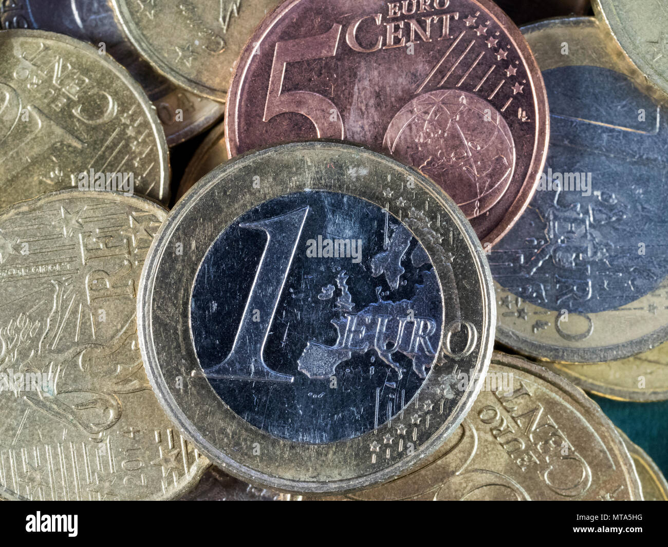 several random euro and cent coins Stock Photo - Alamy