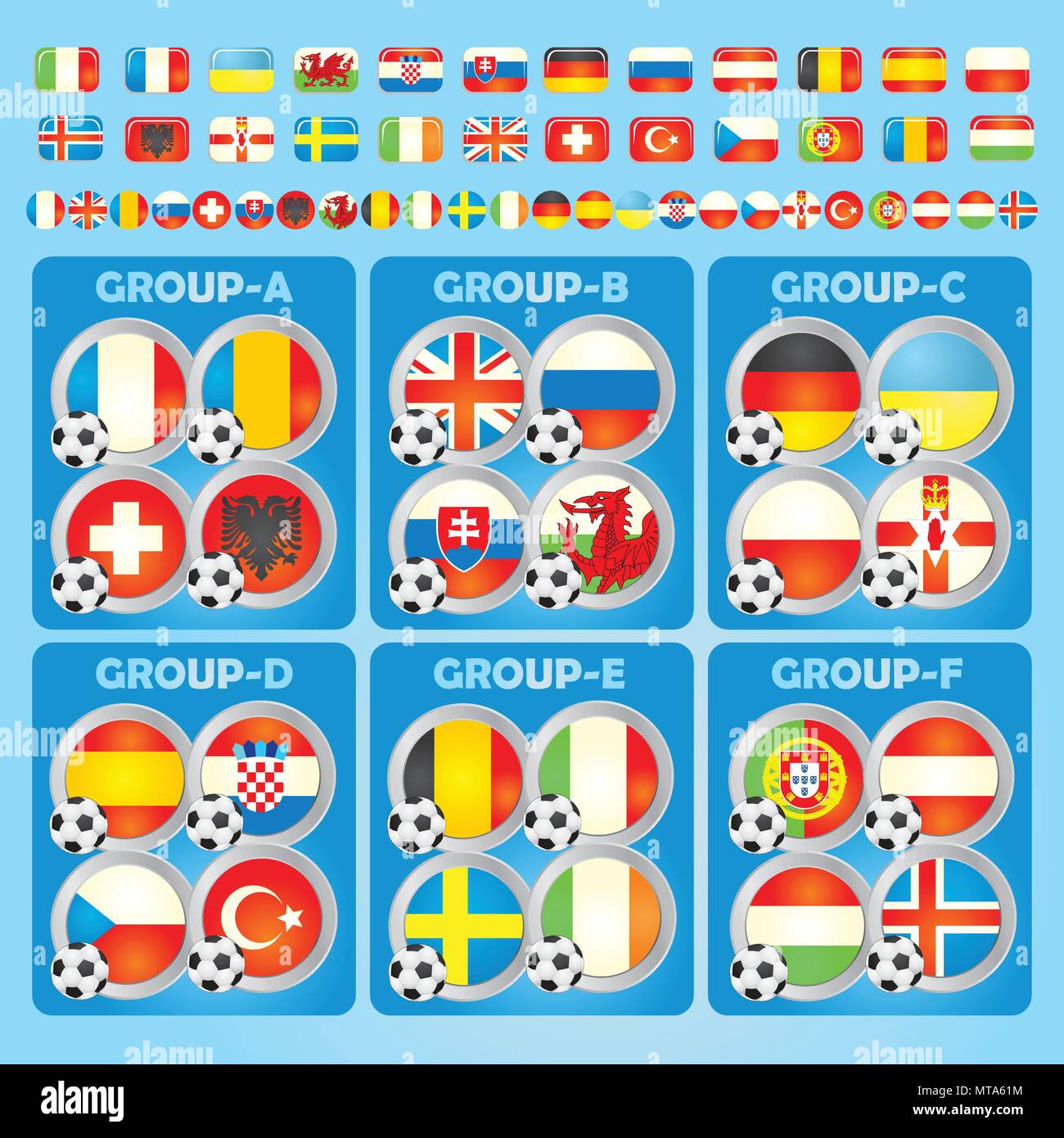 Flags of national teams of France soccer championship Stock Vector ...