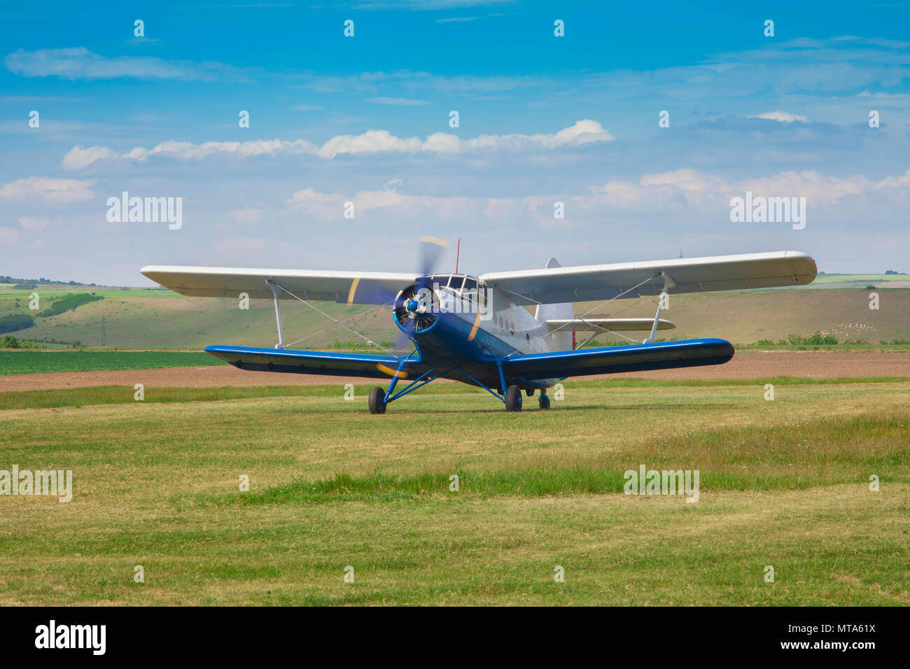 small airplane ready to take off on the airfield Stock Photo - Alamy