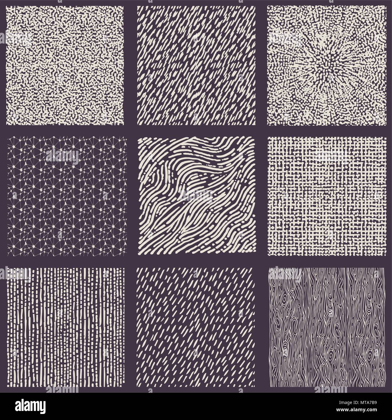 Set of hand drawn marker and ink patterns. Simple vector scratchy ...