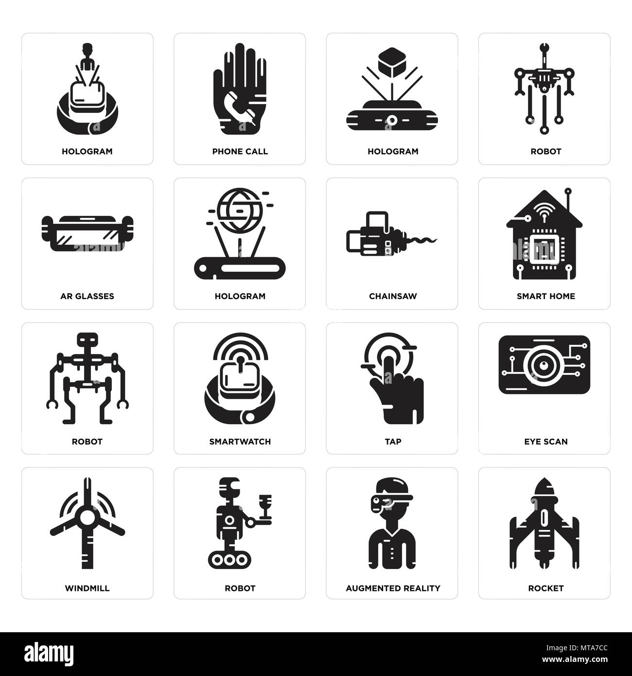 Set Of 16 simple editable icons such as Rocket, Augmented reality ...