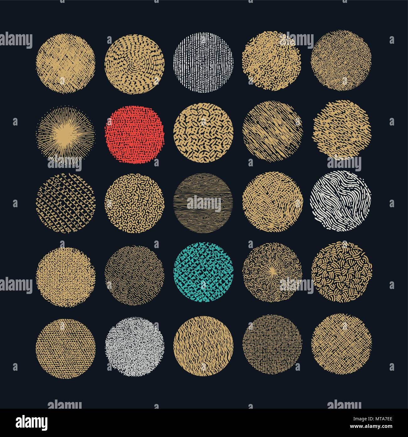 Abstract vector background pattern in circle. Collection of hand drawn ...