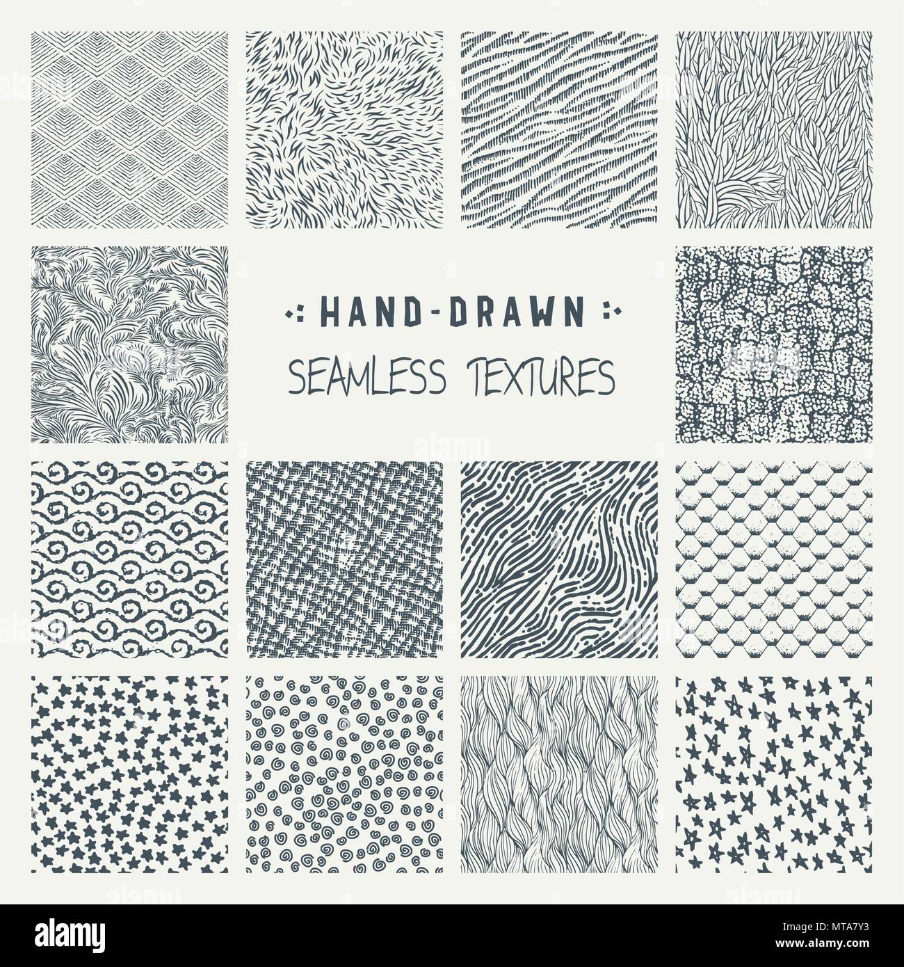 Set of hand drawn marker and ink seamless patterns Stock Vector Image ...
