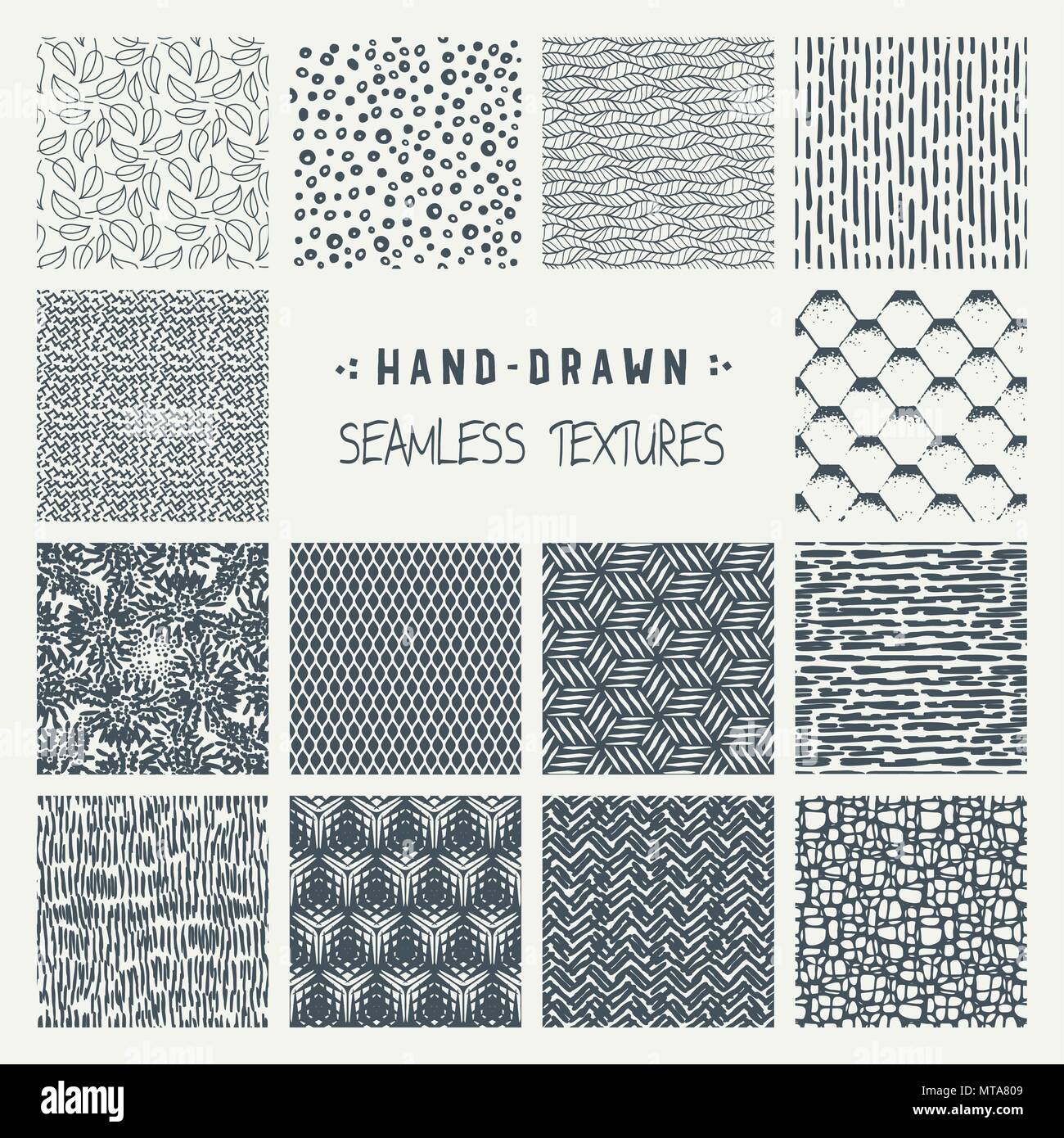 Set of hand drawn marker and ink seamless patterns Stock Vector Image ...