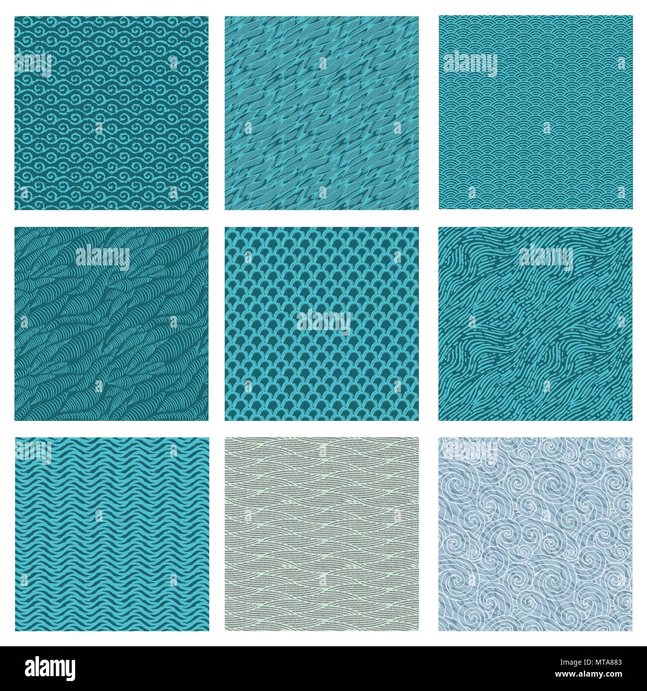 Set of seamless abstract pattern, waves background Stock Vector Image ...