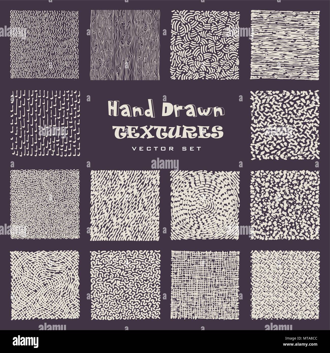 Set of hand drawn marker and ink patterns. Simple vector scratch ...