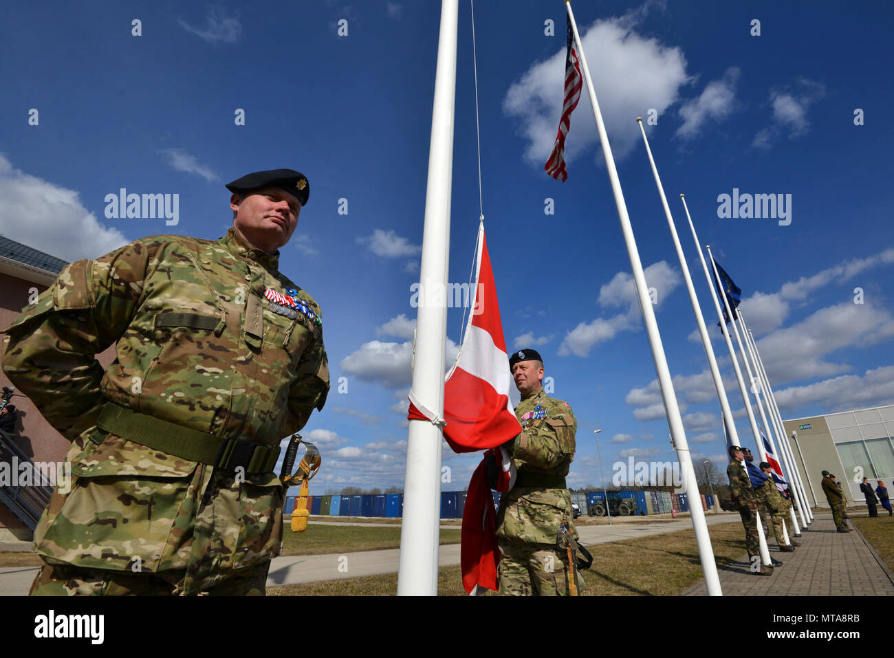 Danish soldiers participate in a ceremony hosted by the Estonian Defense Force to officially ...