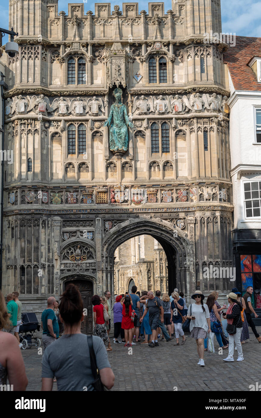 Tourists at the Cathedral Gate of Canterbury Cathedral at Canterbury ...
