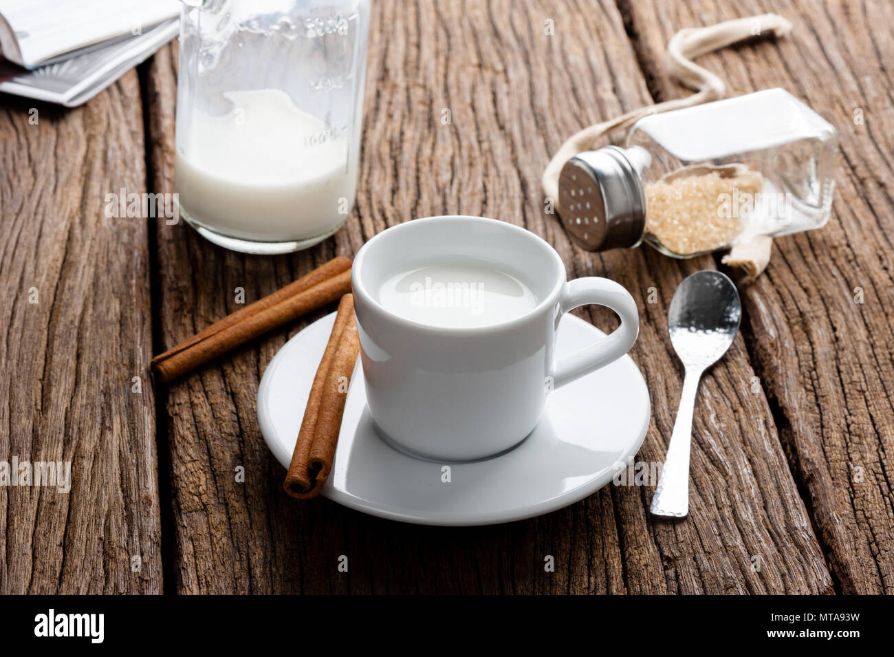 closeup a cup of hot milk, Daily product Stock Photo - Alamy