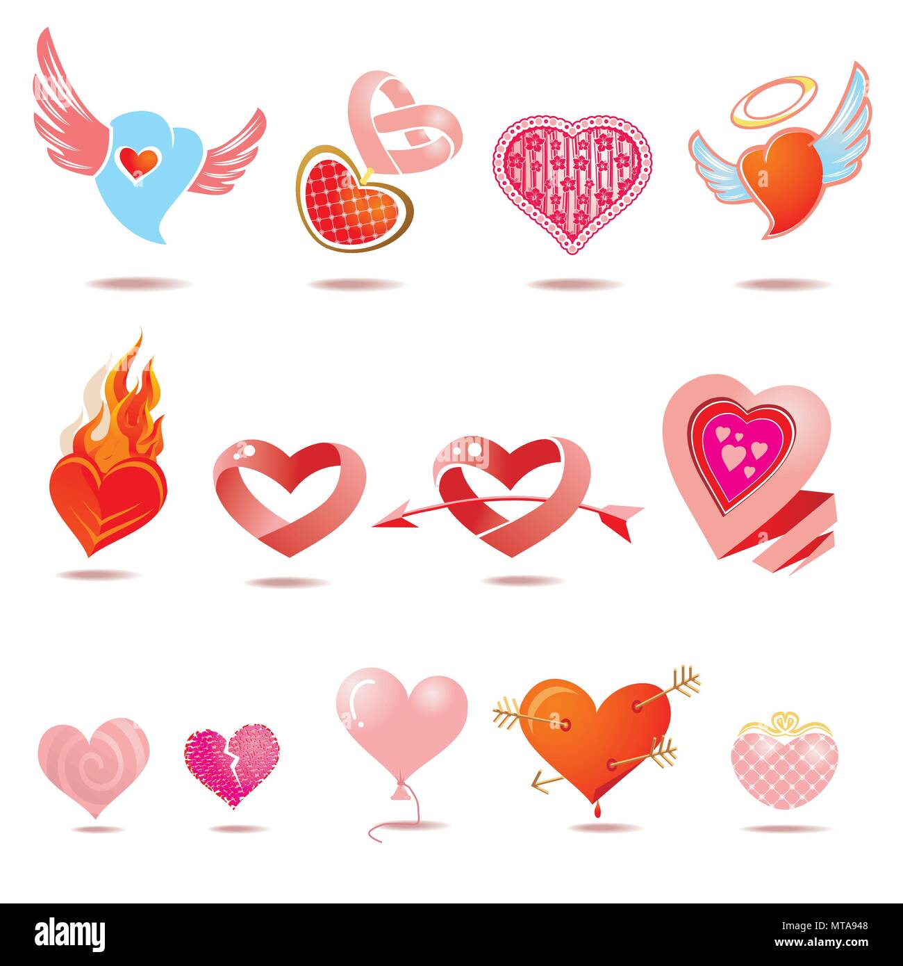 Hearts icons: vector set of love signs Stock Vector Image & Art - Alamy