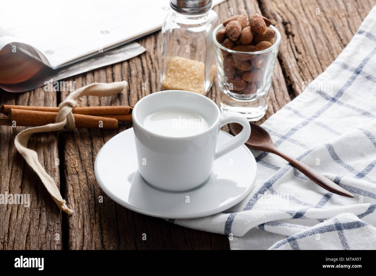closeup a cup of hot milk, Daily product Stock Photo - Alamy