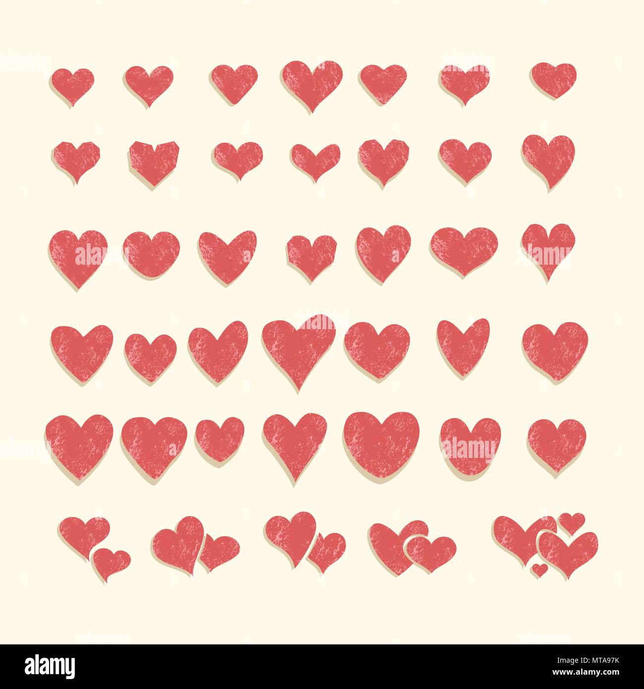 Vector set of red hearts in different shapes and styles Stock Vector ...