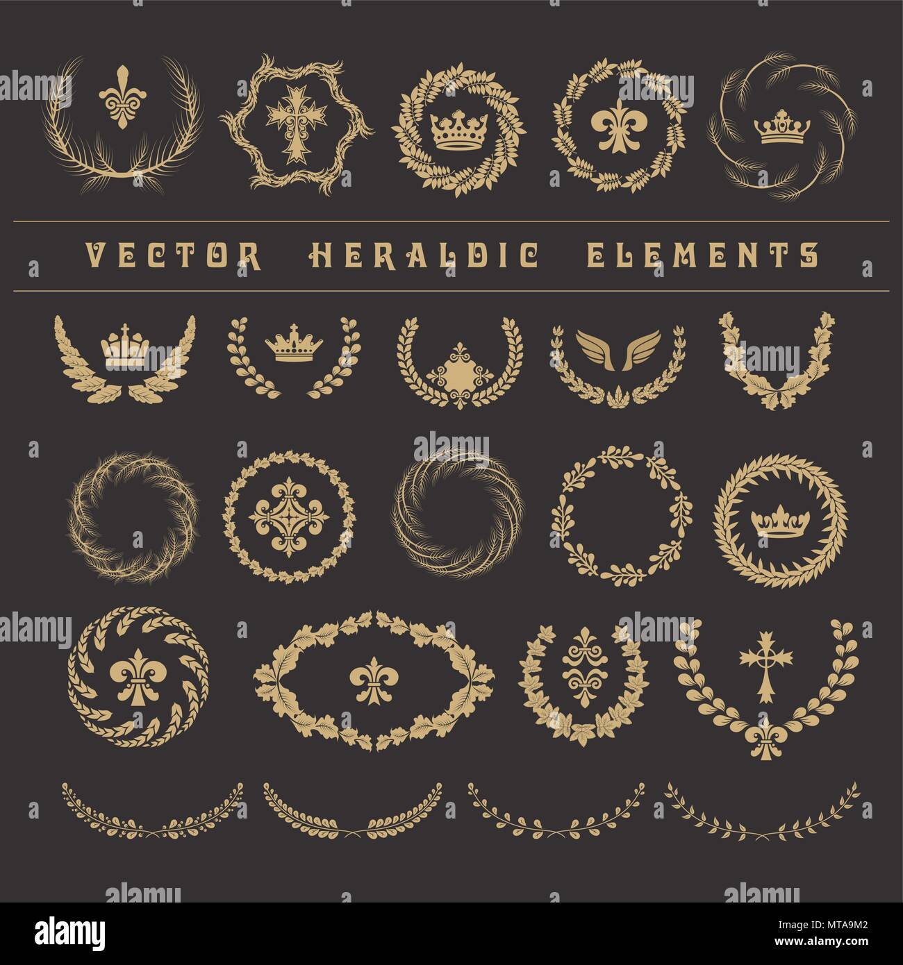 Set laurel wreath - symbol of victory and achievement. Vector heraldic ...