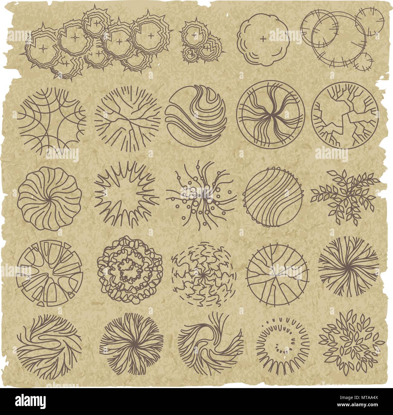 Trees - top view. Easy to use in your landscape design projects Stock ...