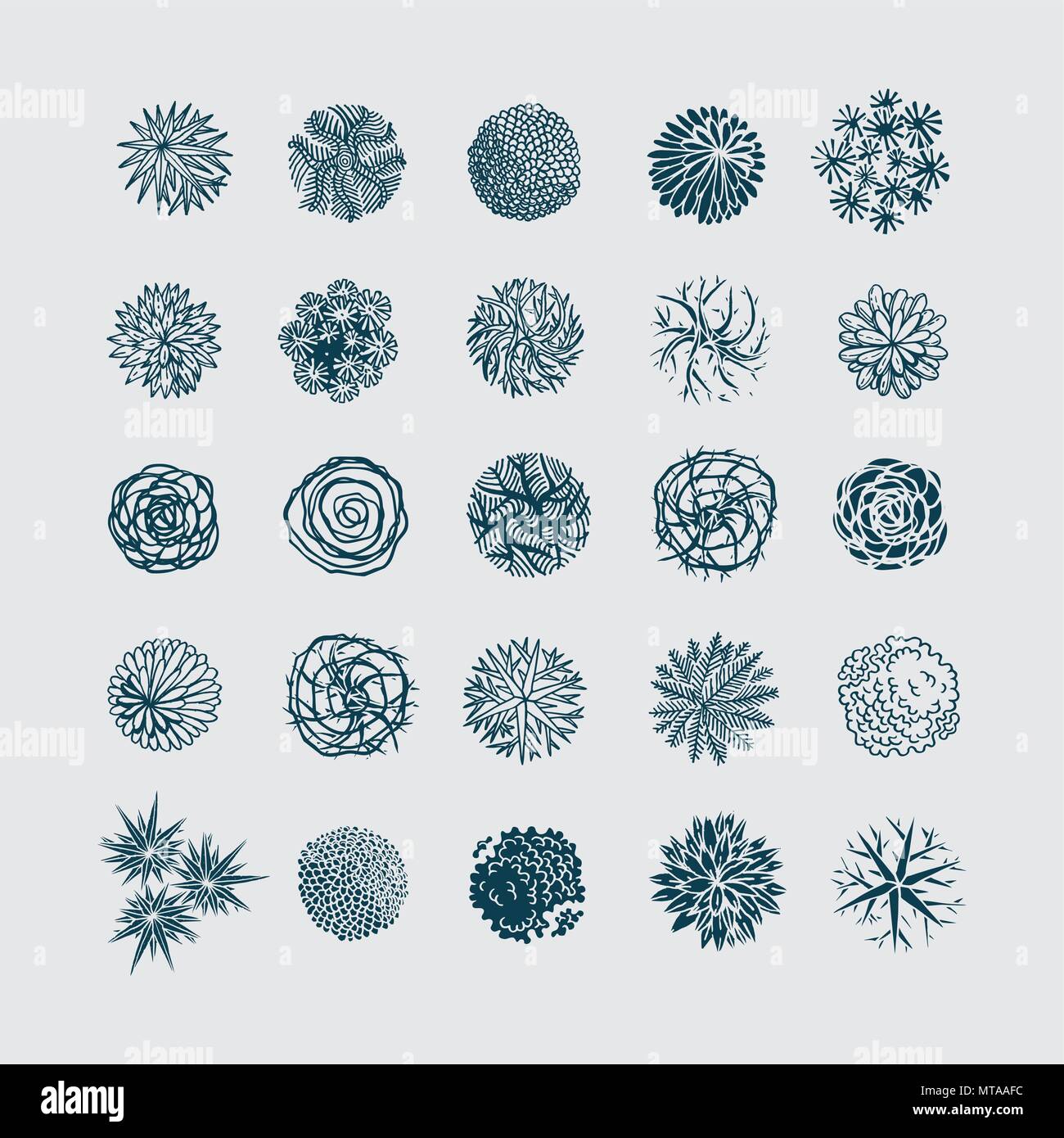 Trees top view. Different plants and trees vector set for architectural ...