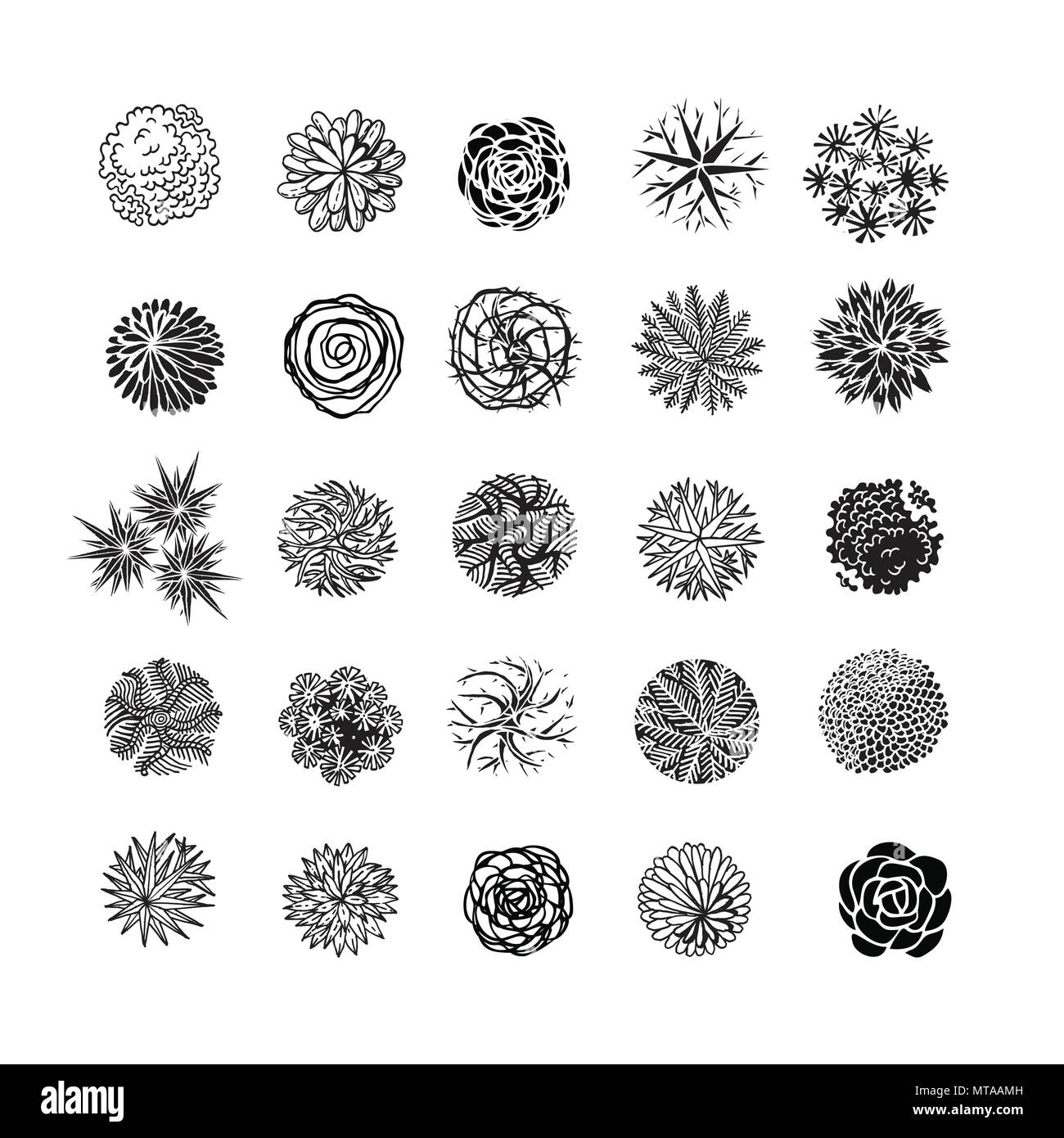 Trees top view. Different plants and trees vector set for architectural ...